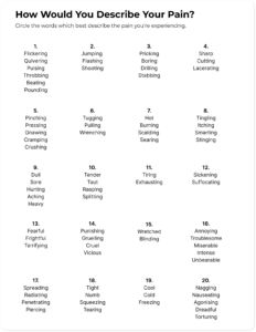 How to describe pain - Free PDF Worksheet - Bearable