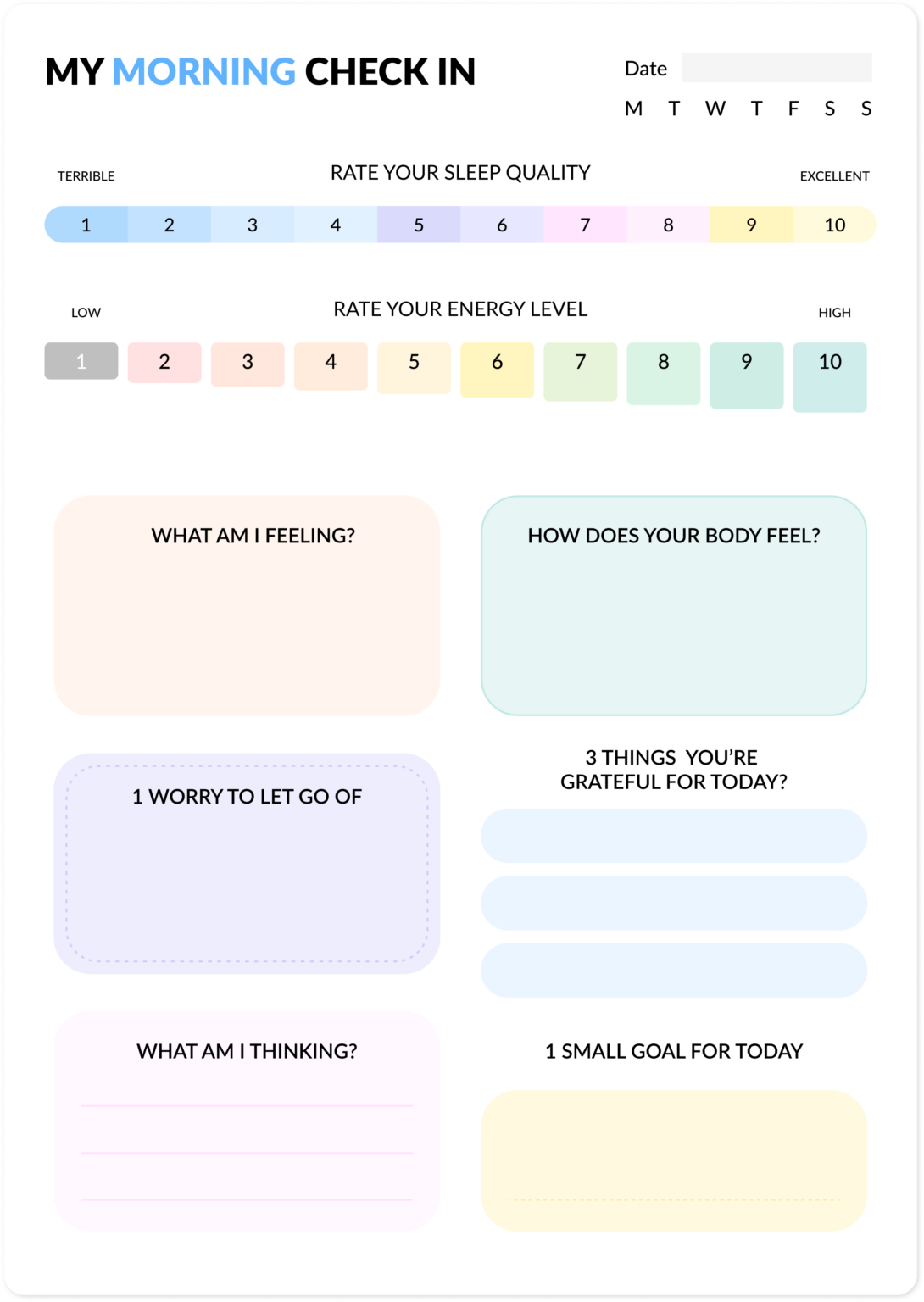 Free Mental Health Check-In Worksheet [PDF] - Bearable App