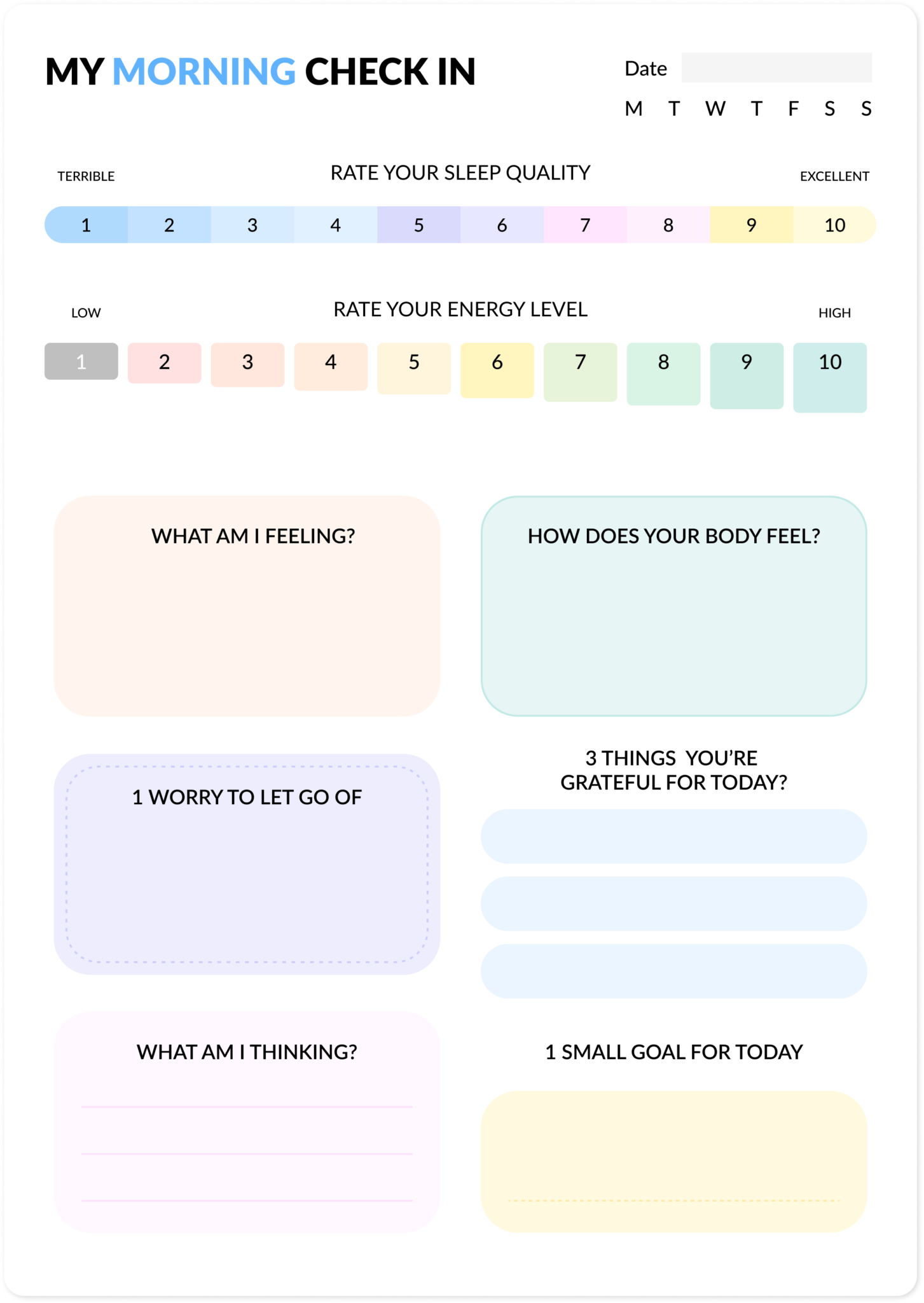 Free Mental Health Check-In Worksheet [PDF] - Bearable App
