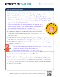 Letter To Your Past Self - Mental Health Worksheet- Bearable