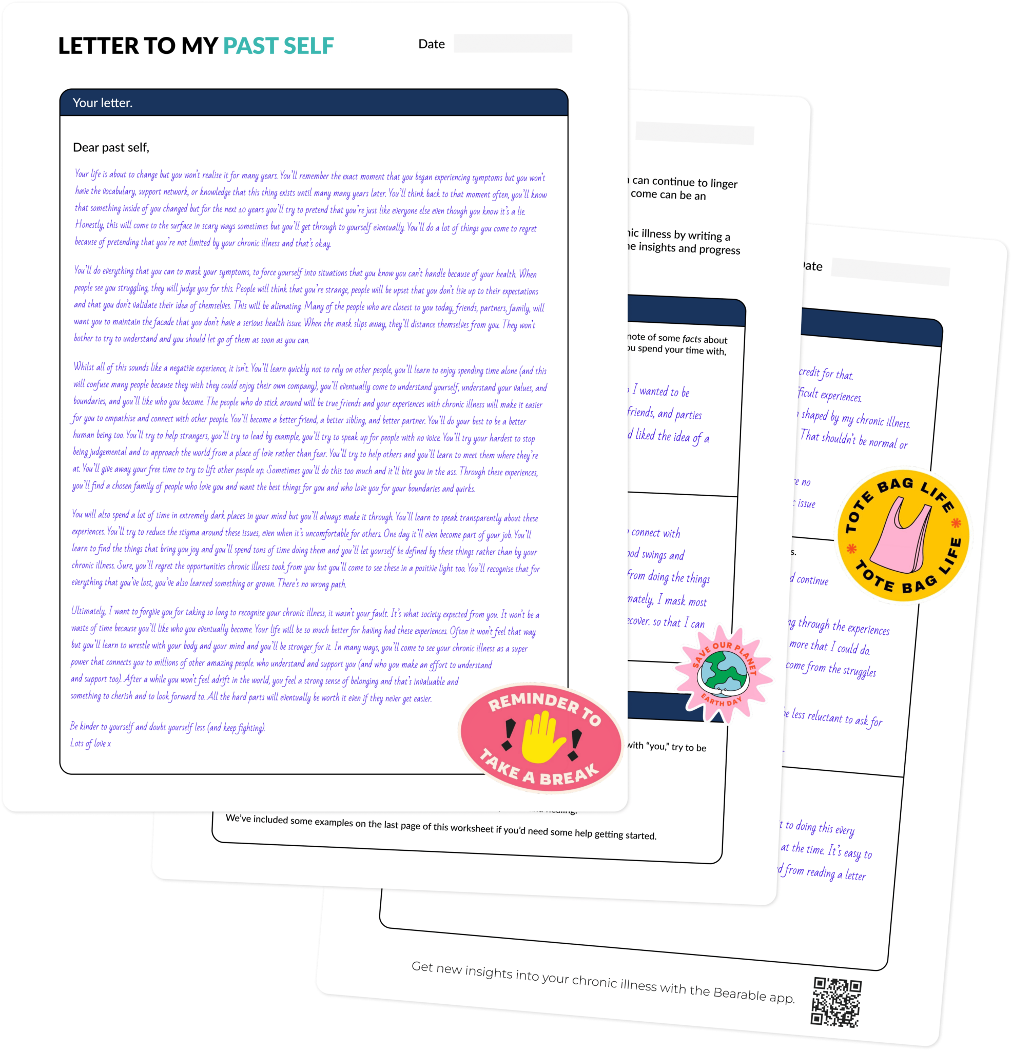 Letter To Your Past Self - Mental Health Worksheet- Bearable