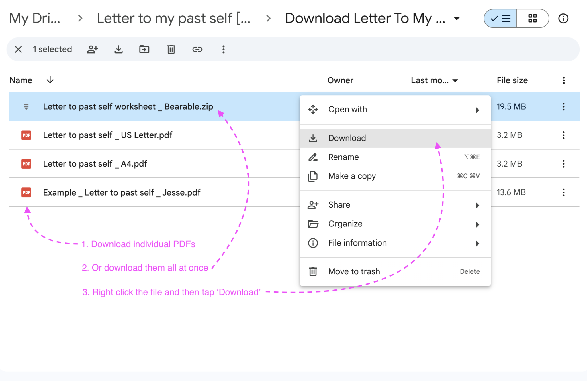 Letter To Your Past Self - Mental Health Worksheet- Bearable